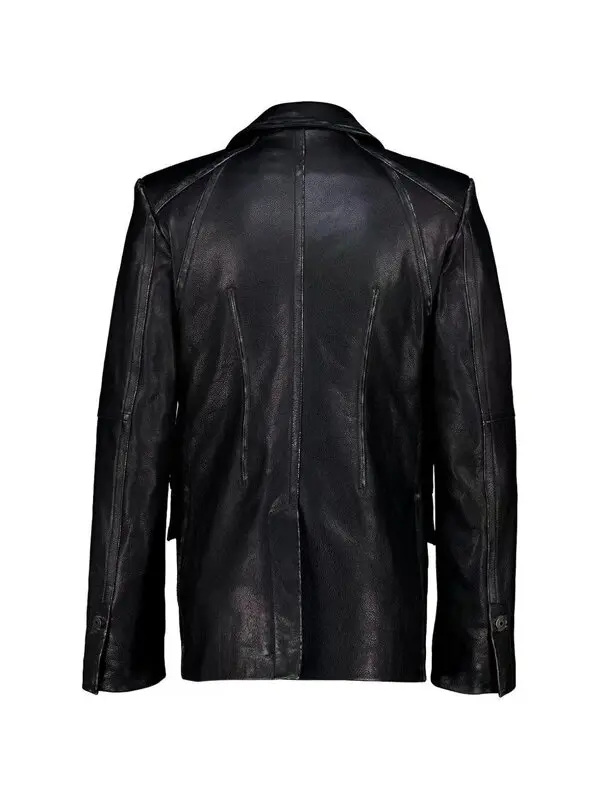 Off-White Leather Notched Lapel Blazer
