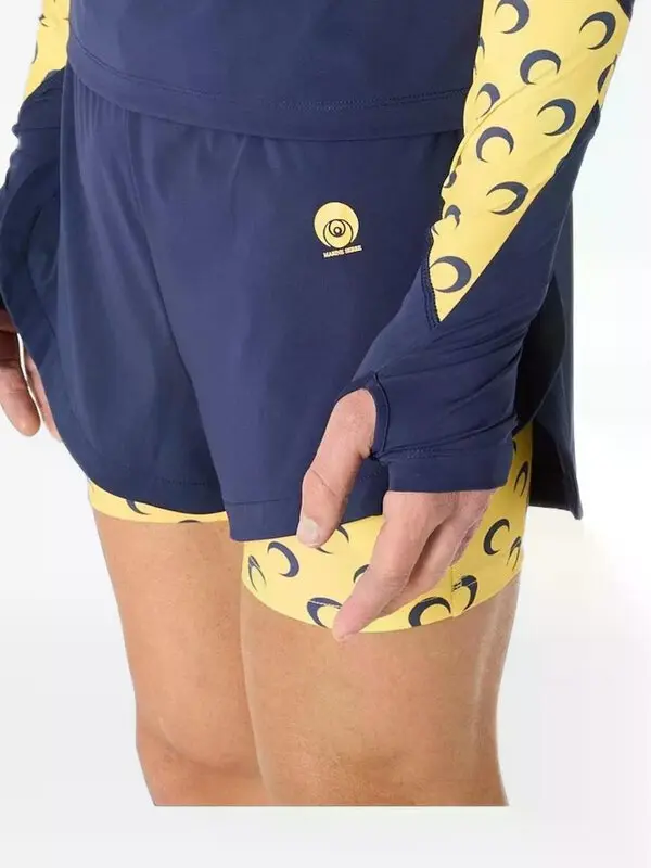 MARINE SERRE Crescent Moon Print Layered Shorts - Blue