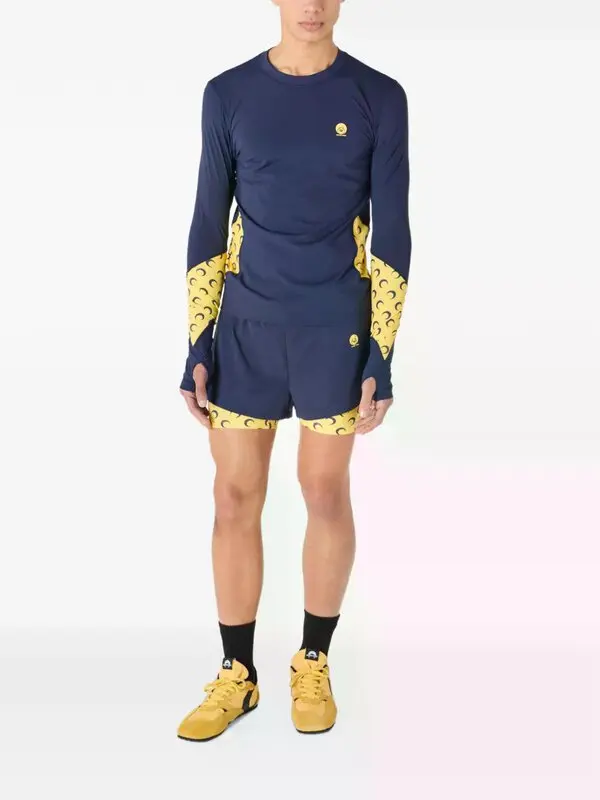 MARINE SERRE Crescent Moon Print Layered Shorts - Blue