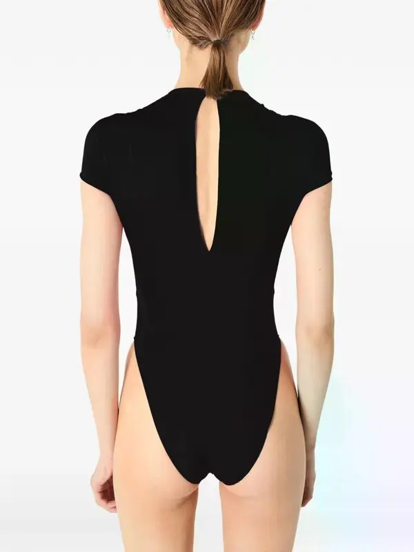 MARINE SERRE Gathered Moon Cut-out Swimsuit - Black