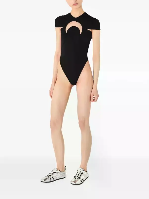 MARINE SERRE Gathered Moon Cut-out Swimsuit - Black
