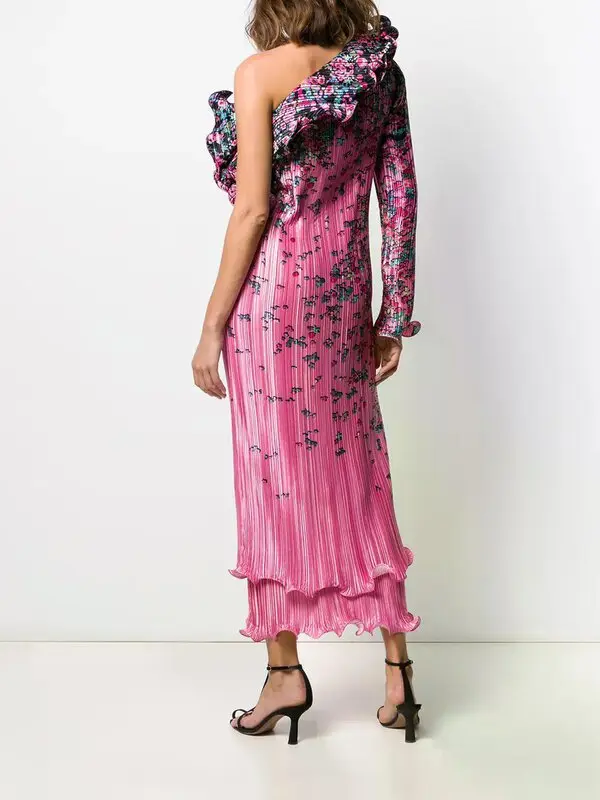 Givenchy Ruffled Floral Print Crepe Dress