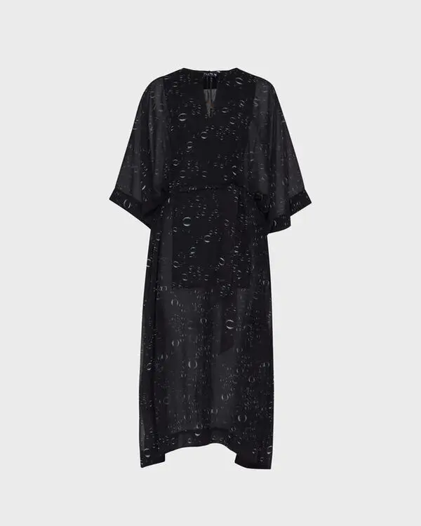 Vilebrequin Long Crêpe Georgette Kaftan "bubble 3d" Louane - Black
