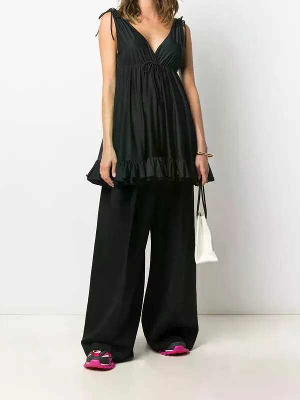Balenciaga V-neck Ruffle Hem Top