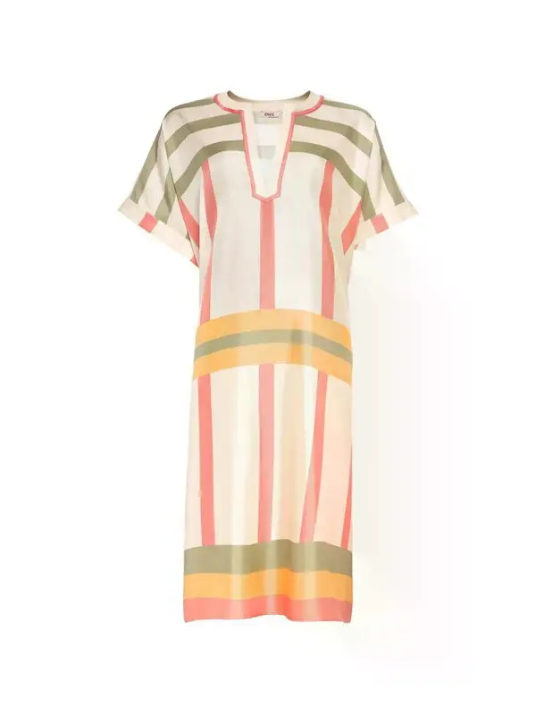 ERES Ice Striped V-neck Beach Dress - Neutrals