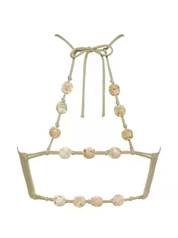 ERES Apollonia Halterneck Bikini Top With Beaded Detail - Green
