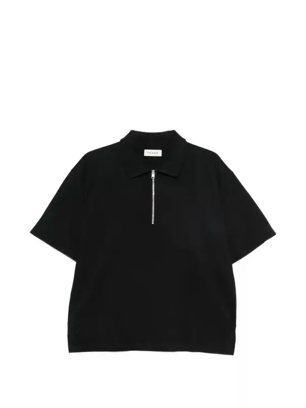 FRAME Zip-fastening Short-sleeve Polo Shirt - Black