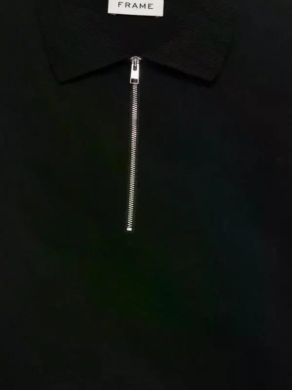 FRAME Zip-fastening Short-sleeve Polo Shirt - Black