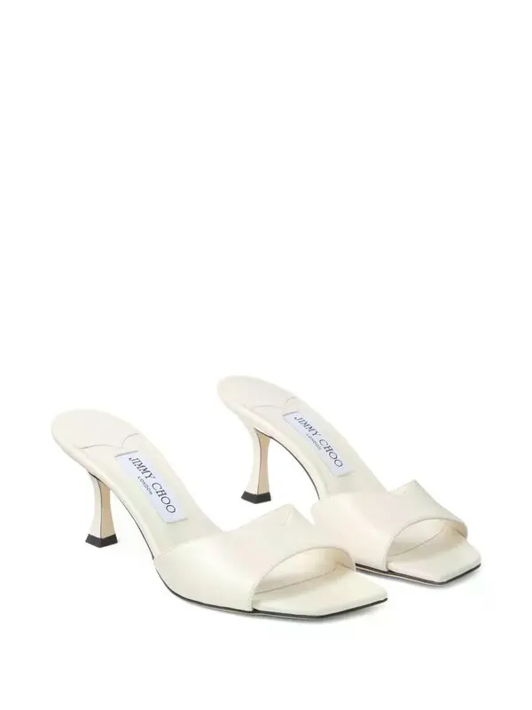 JIMMY CHOO Skye 70 Leather Square Toe Sandals - White