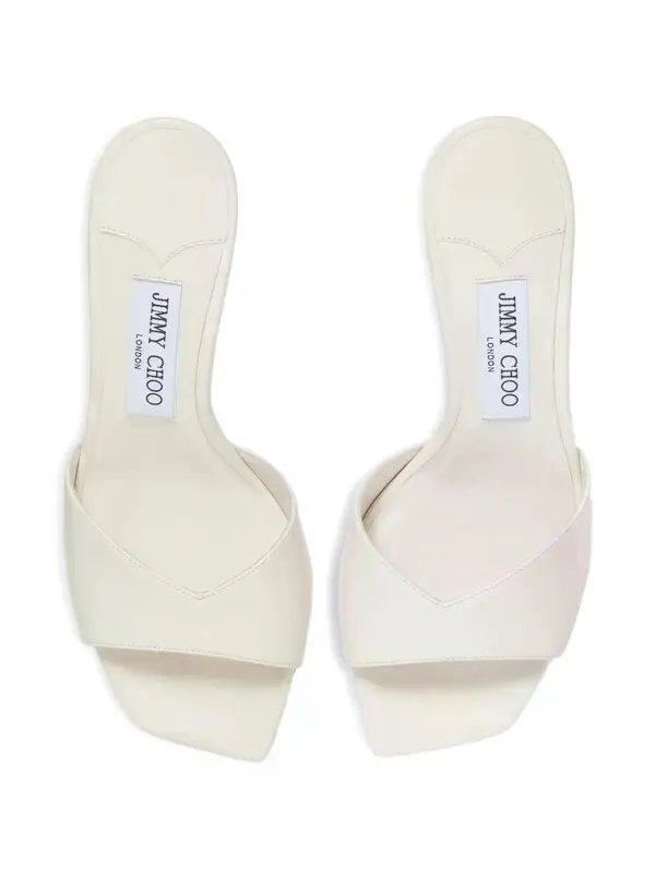 JIMMY CHOO Skye 70 Leather Square Toe Sandals - White