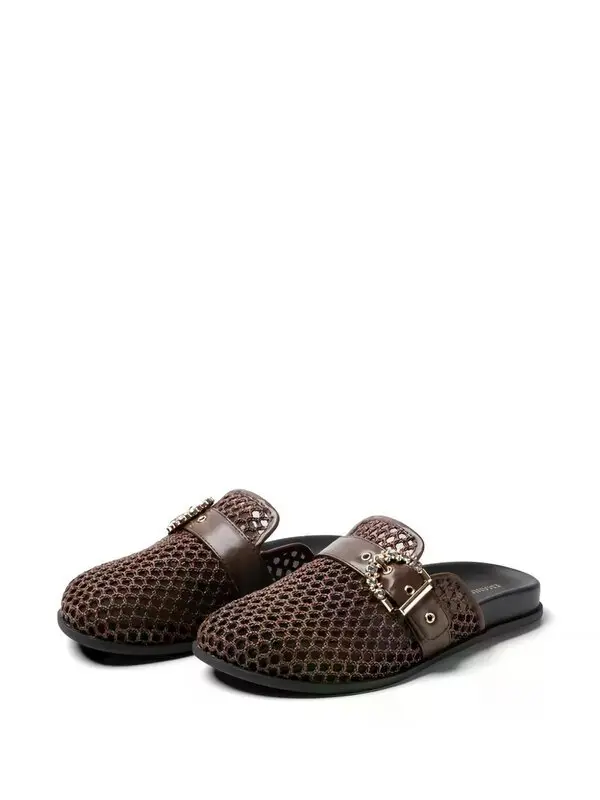 EMANUELLE VEE Crystal-embellished Slip-on Sandals