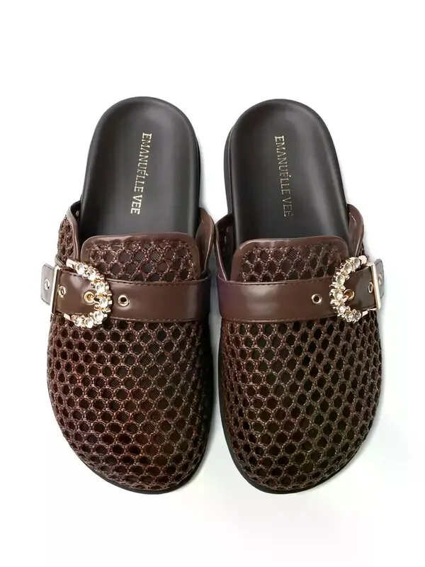 EMANUELLE VEE Crystal-embellished Slip-on Sandals