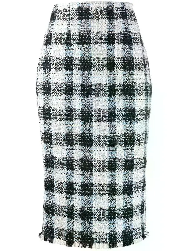Alexander McQueen Plaid Tweed Knee-length Skirt