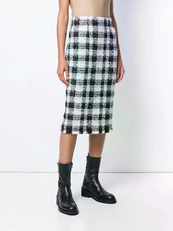 Alexander McQueen Plaid Tweed Knee-length Skirt