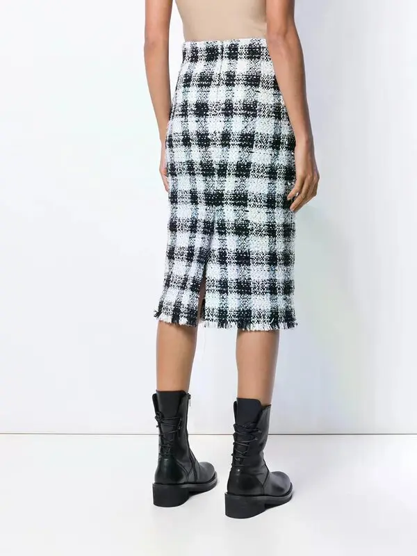 Alexander McQueen Plaid Tweed Knee-length Skirt
