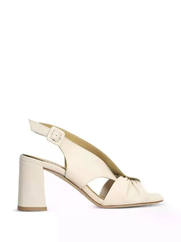 L'ARIANNA Cream Twist-detail Slingback Sandals