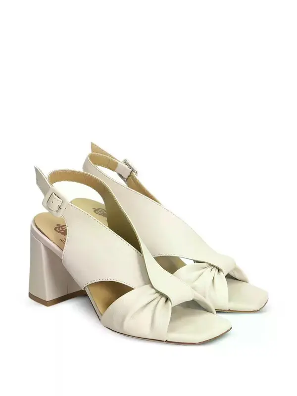 L'ARIANNA Cream Twist-detail Slingback Sandals