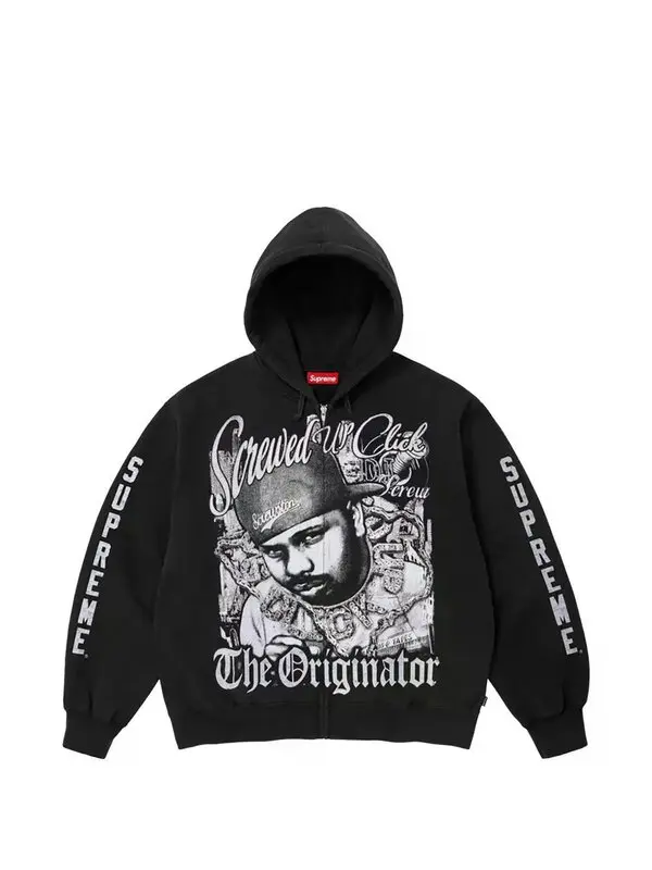 Supreme Dj Screw Zip-up Hoodie - Black