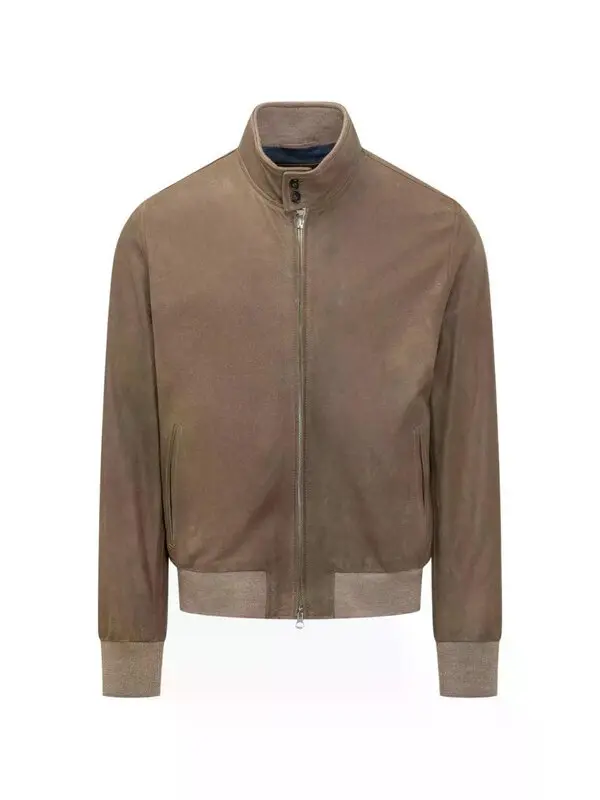 RENZO ROMAGNOLI High-neck Leather Bomber Jacket
