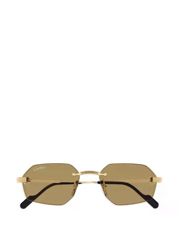 Cartier Rimless Geometric Frame Sunglasses - Gold
