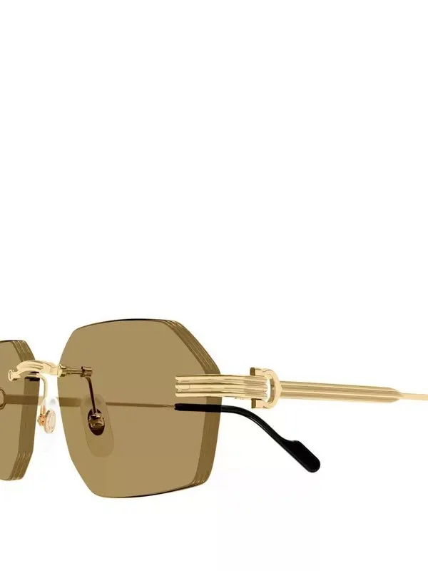 Cartier Rimless Geometric Frame Sunglasses - Gold
