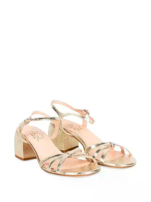 Agl Metallic Block Heel Sandals