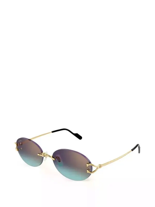 Cartier Rimless Oval Sunglasses With -tone Logo Detail - Gold