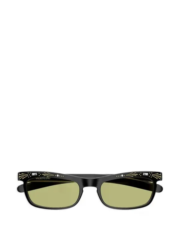 Valentino Garavani Rectangle Sunglasses With Crystal Embellishments - Black
