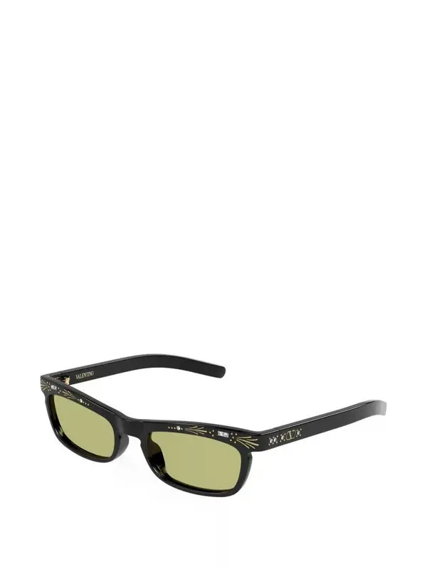 Valentino Garavani V-logo Crystal-embellished Sunglasses - Black