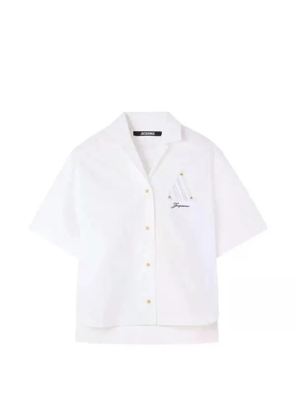 Jacquemus Camp Collar Embroidered Logo Shirt