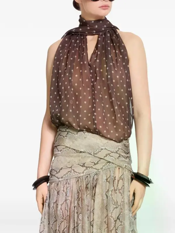 Elie Saab Polka-dot Chiffon Halter Neck Top
