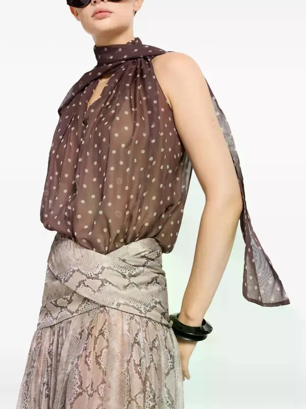 Elie Saab Polka-dot Chiffon Halter Neck Top