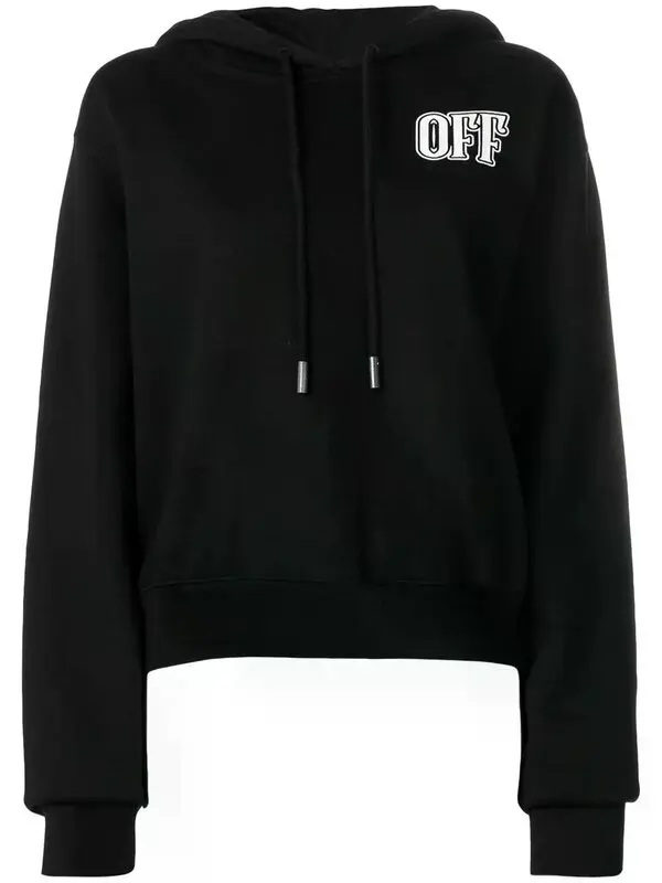 Off-White Cotton Jersey Drawstring Hoodie