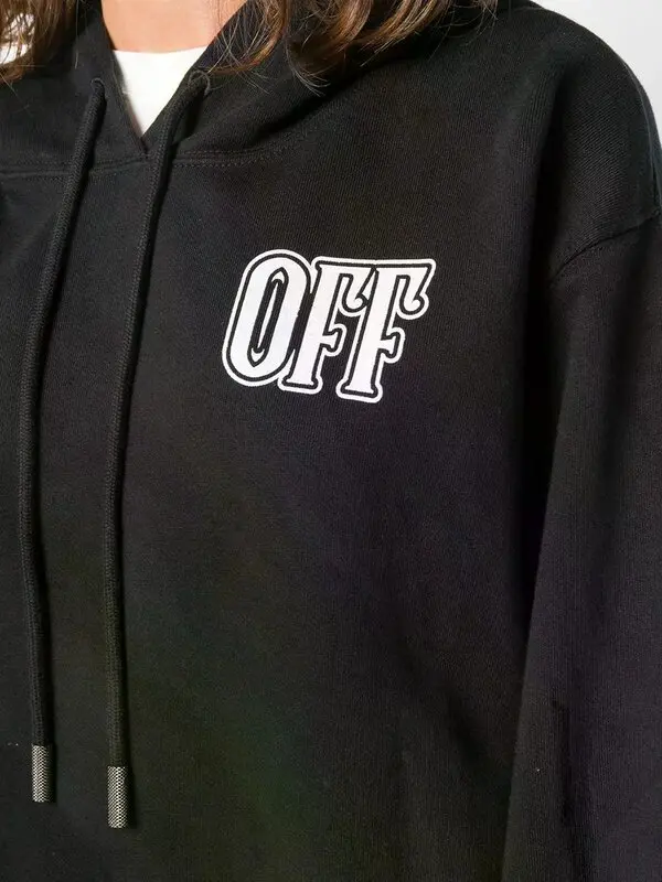 Off-White Cotton Jersey Drawstring Hoodie