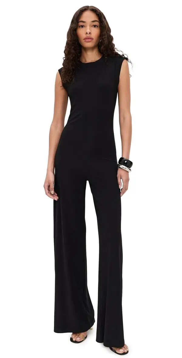 Norma Kamali Sleeveless Crewneck Jumpsuit With Wide Leg - Black