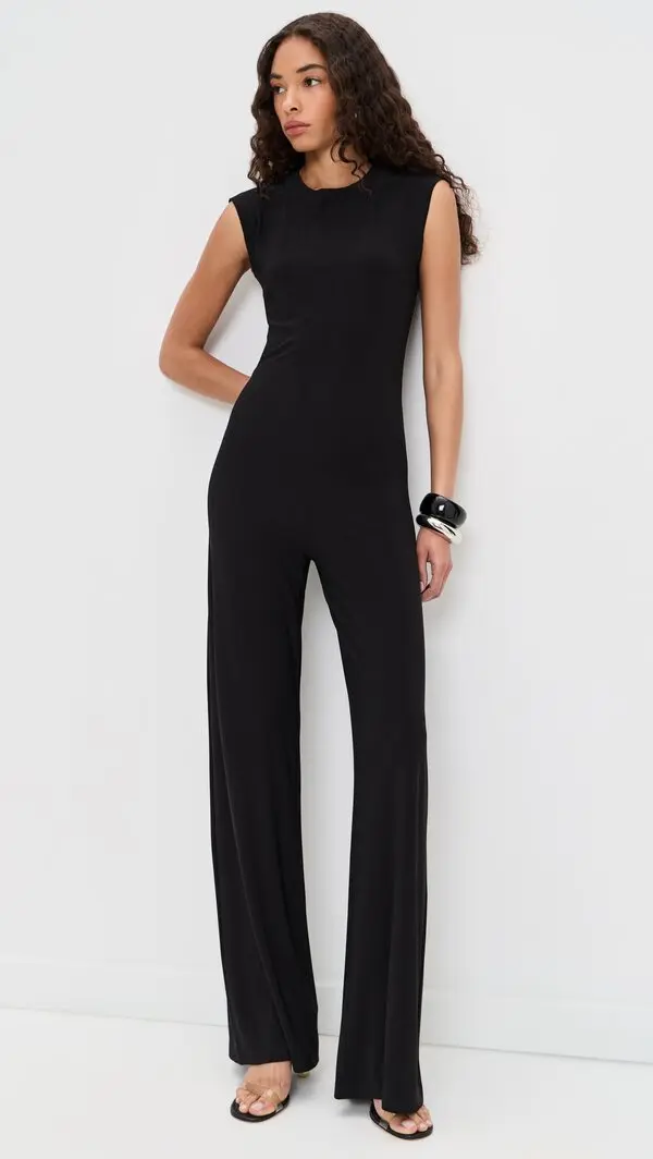 Norma Kamali Sleeveless Crewneck Jumpsuit With Wide Leg