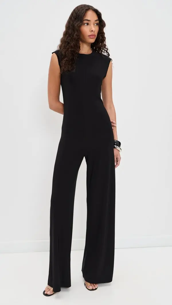 Norma Kamali Sleeveless Crewneck Jumpsuit With Wide Leg