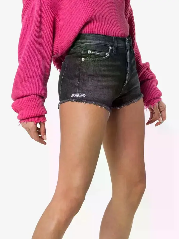 Heron Preston Distressed Hem Denim Shorts