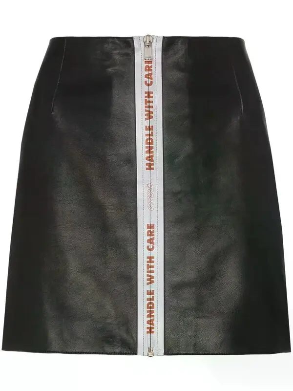 Heron Preston Leather Mini Skirt With Reflective Tape - Black