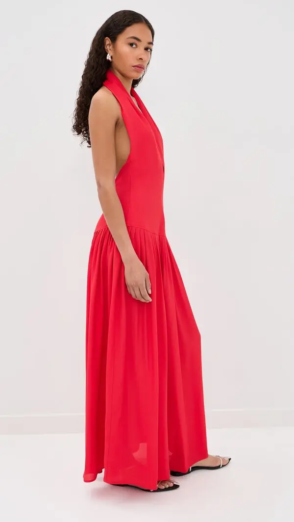 Proenza Schouler Red Viscose Halter Neck Maxi Dress