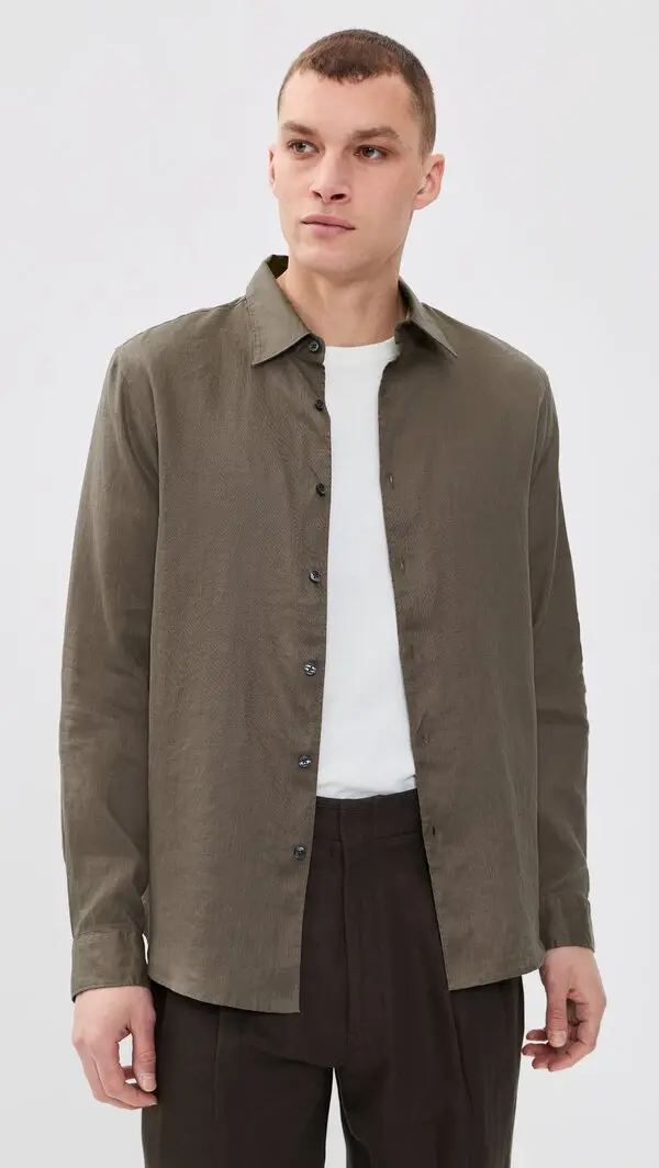Theory Irving Relaxed Linen Shirt - Morel