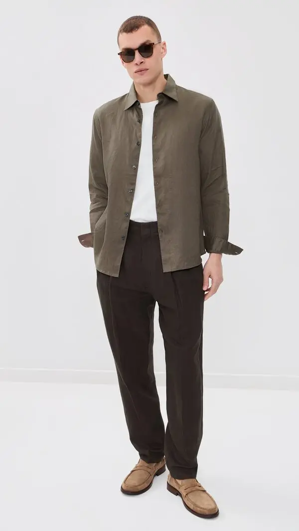 Theory Irving Relaxed Linen Shirt - Morel