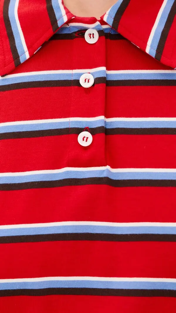MSGM Striped Polo With Contrast Plaid Sleeves