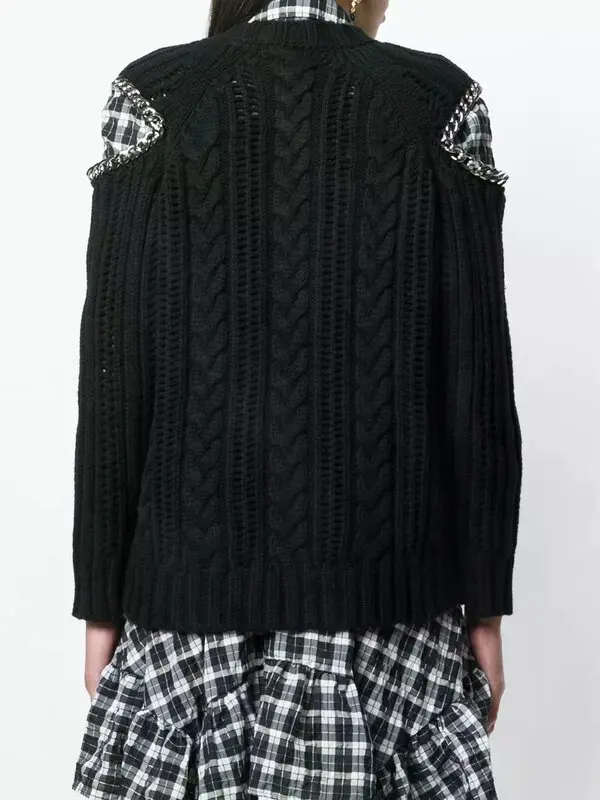 Alexander McQueen Chain Detail Cold Shoulder Sweater