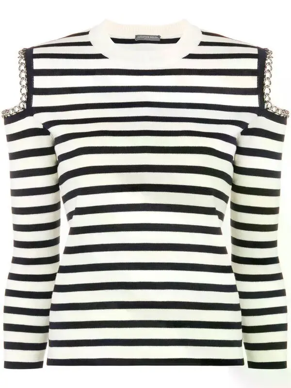 Alexander McQueen Chain-embellished Striped Jumper - Neutrals