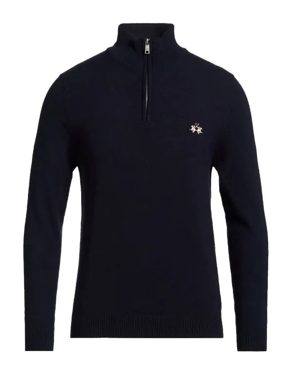 LA MARTINA Lambswool And Nylon Half-zip Pullover - Blue