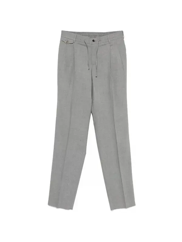 PT TORINO Drawstring Waist Pleated Trousers - Grey