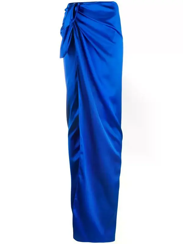 Balenciaga Royal Satin Wrap Maxi Skirt - Blue
