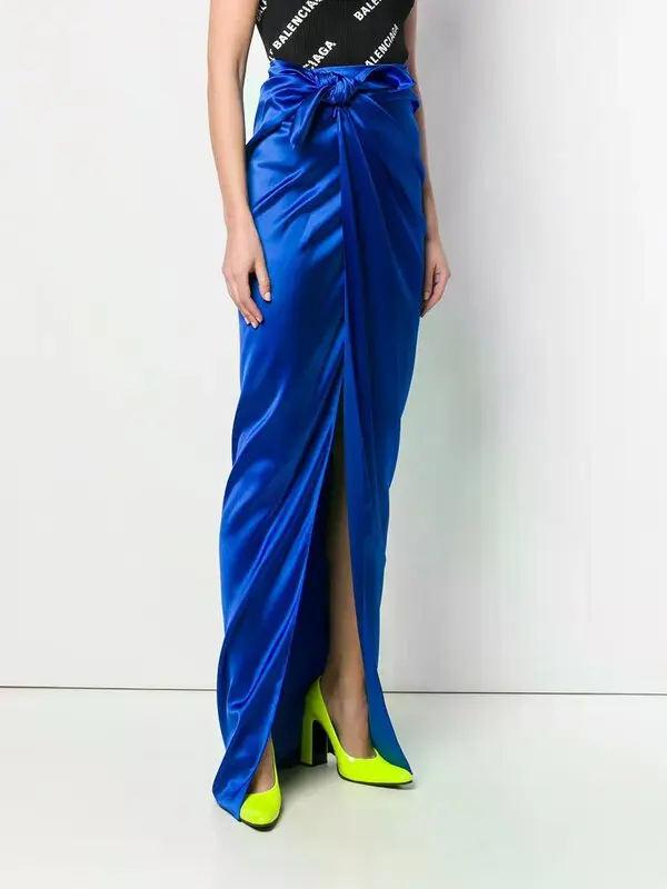 Balenciaga Royal Satin Wrap Maxi Skirt