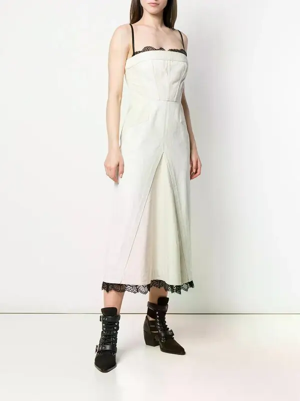 Alexander McQueen Scalloped Lace Denim Midi Dress